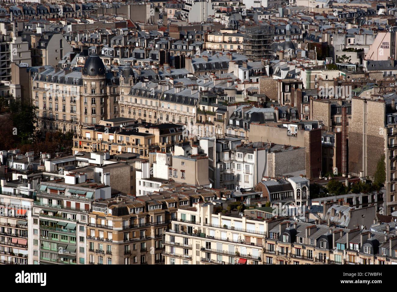 Eiffel Tower, Paris, France. View of Apartment buildings from the ...