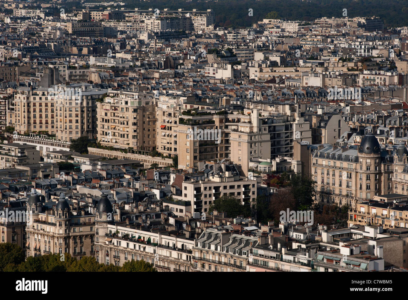 Eiffel Tower, Paris, France. View of Apartment buildings from the ...