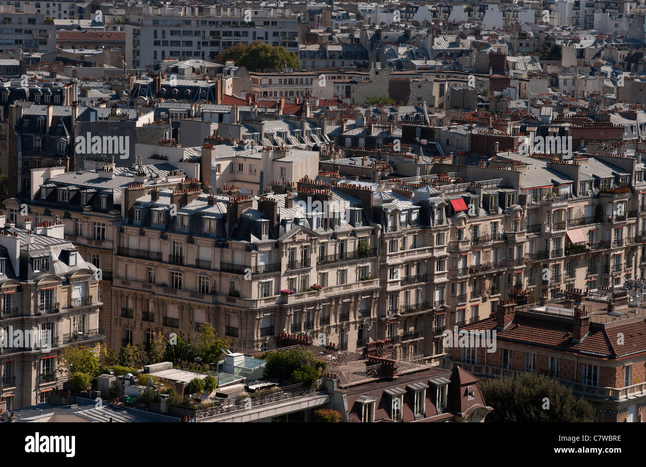 Eiffel Tower, Paris, France. View of Apartment buildings from the ...