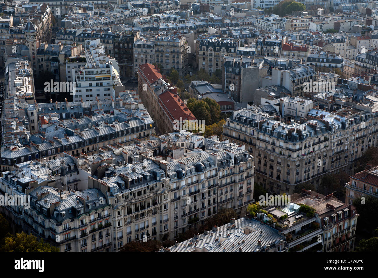 Eiffel Tower, Paris, France. View of Apartment buildings from the ...