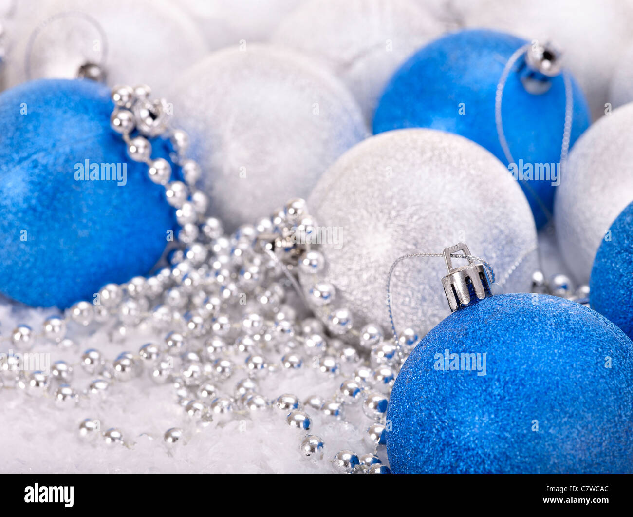 Group of Christmas ball in snow Stock Photo - Alamy