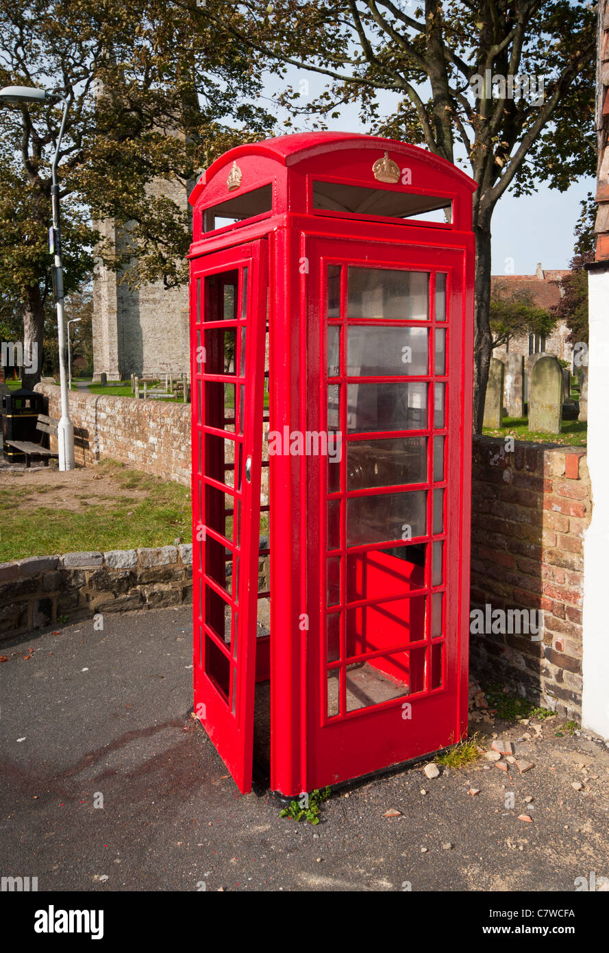 Vandalised Damaged Red UK Telephone Phone Box Stock Photo - Alamy