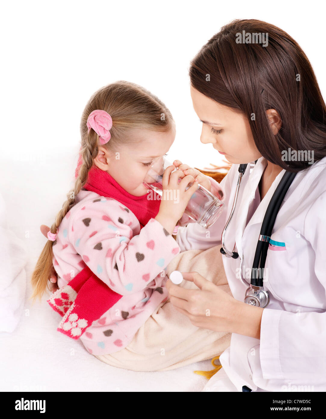 Doctor checking temperature of child Stock Photo - Alamy