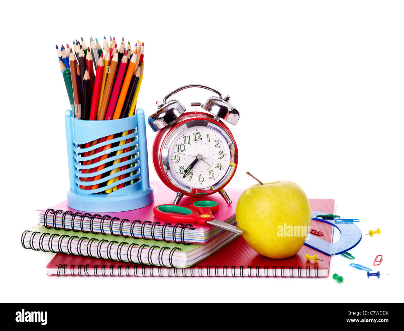 Background of group art school utensils Stock Photo - Alamy