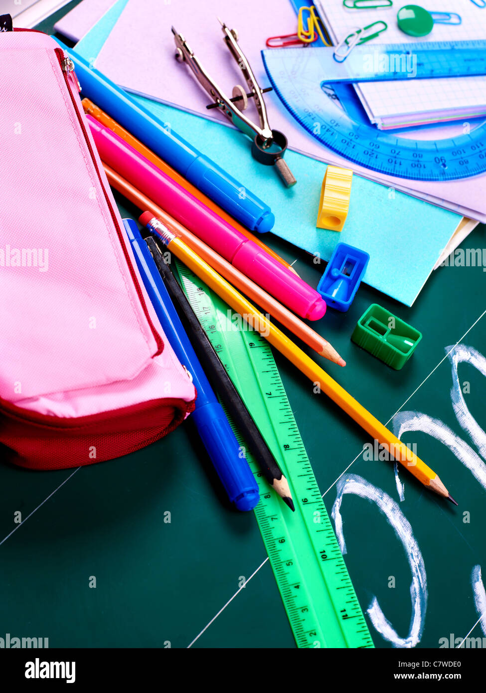 School supplies. Writing utensils Stock Photo - Alamy