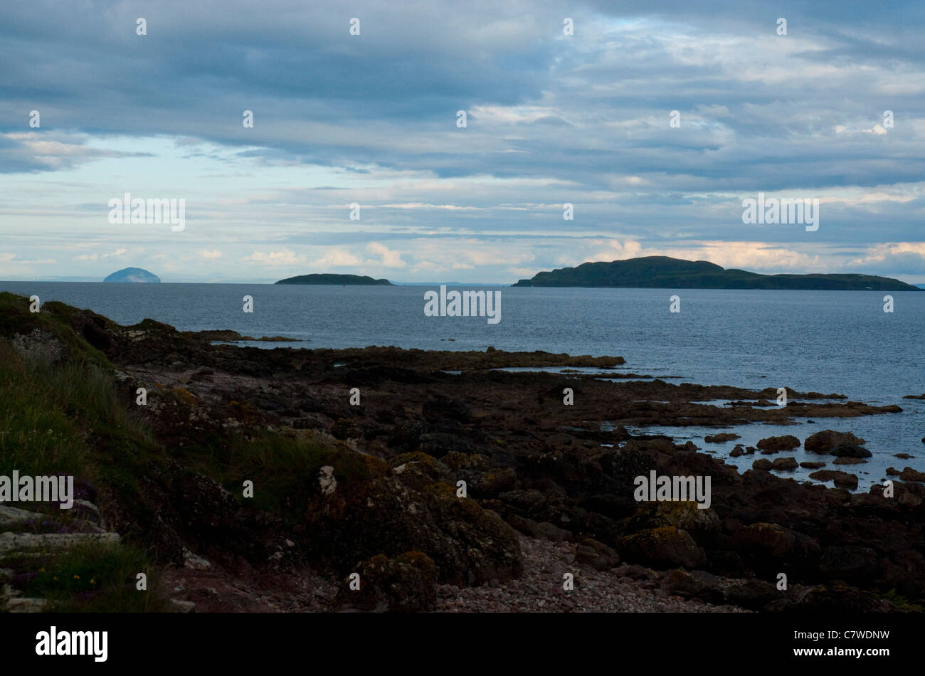 Ailsa Craig, Sheep Island and Sanda Island from High Keil Stock Photo ...