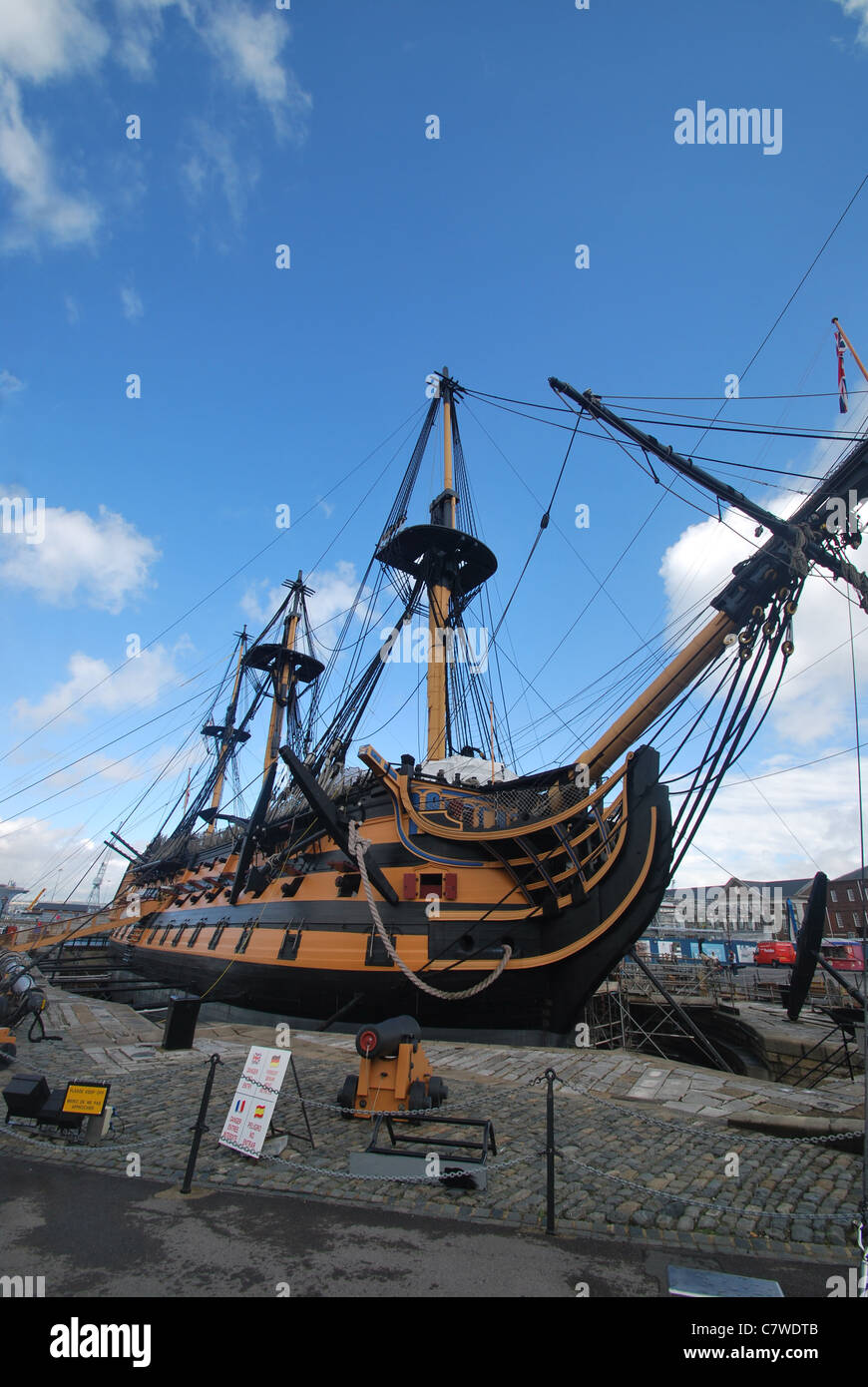 Nelson's Famous Ship HMS Victory at Portsmouth Naval Dockyard Stock ...