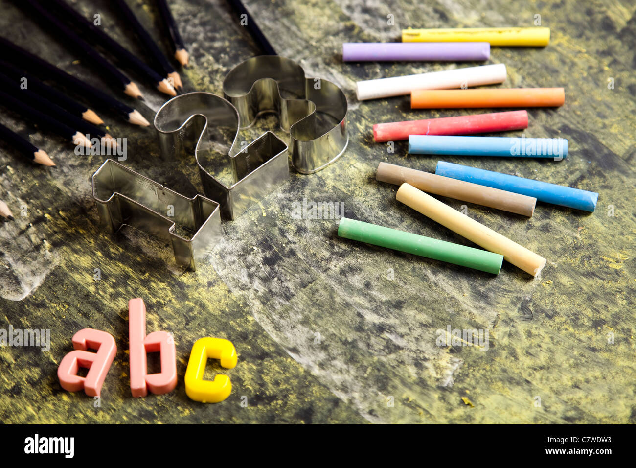 School background - letters and chalkboard Stock Photo - Alamy
