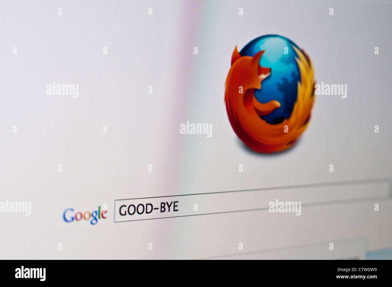 Computer screen with Google search on Firefox browser for Good-bye ...