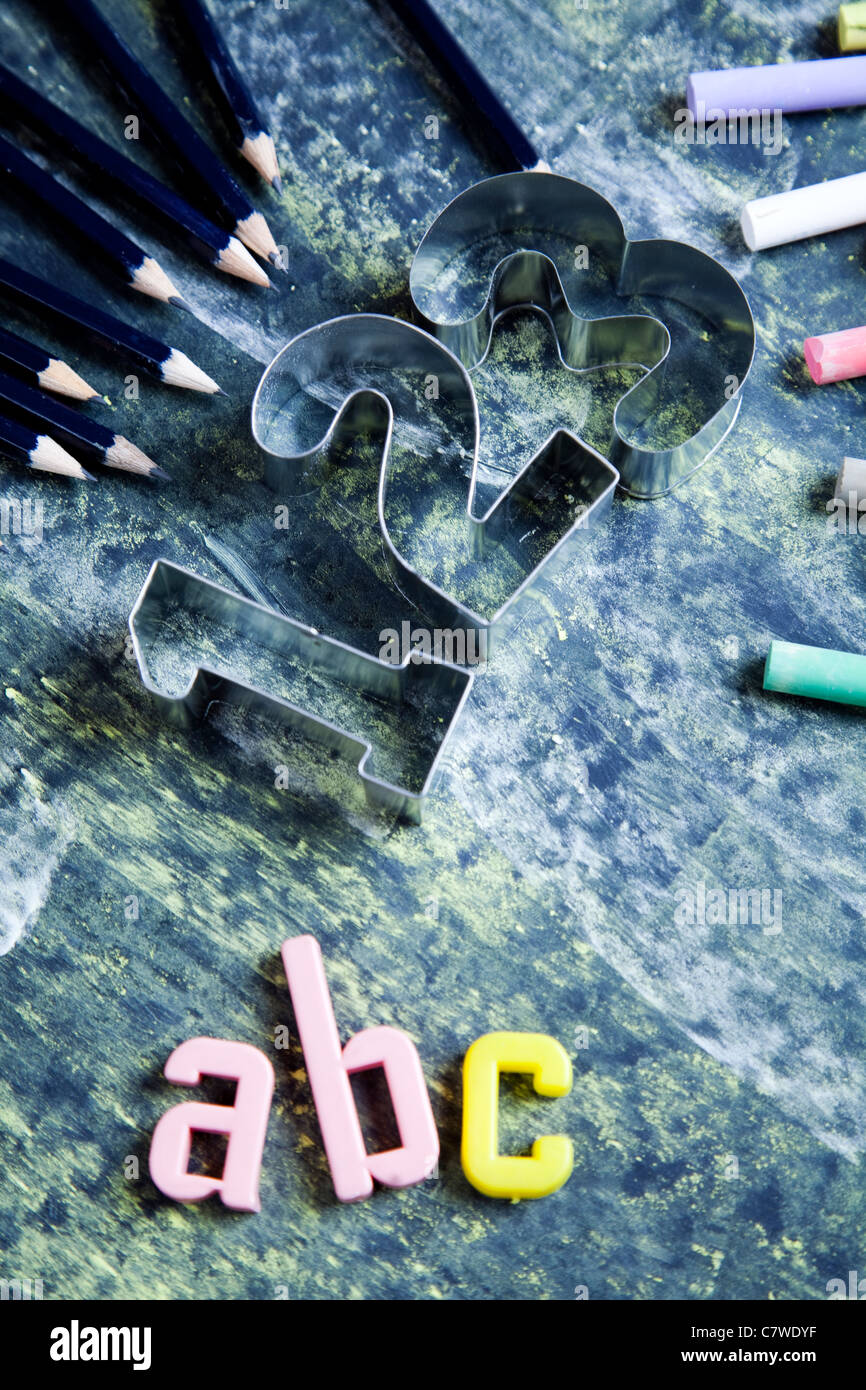School background - letters and chalkboard Stock Photo - Alamy