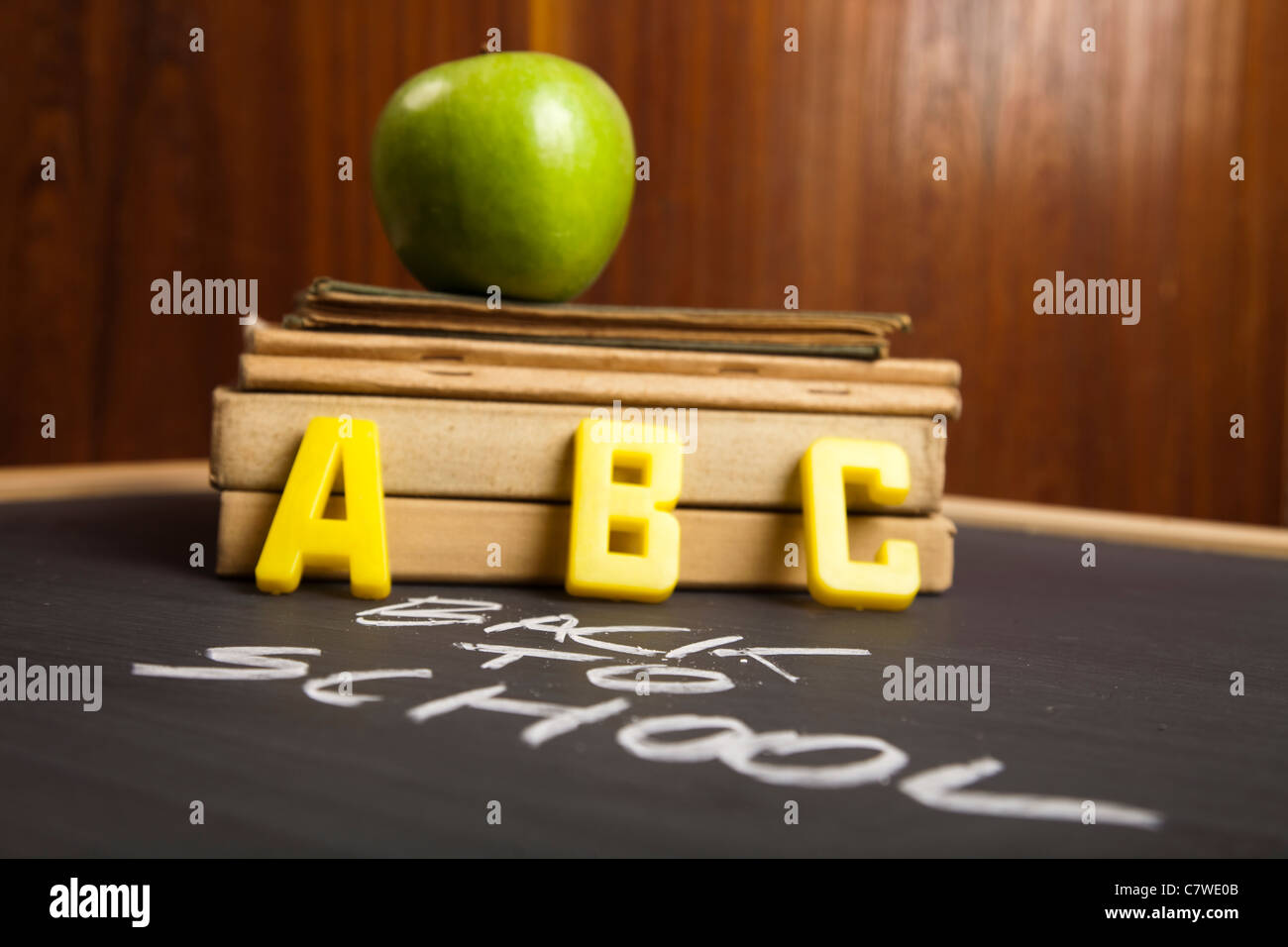 Back to school - inscription on blackboard Stock Photo - Alamy