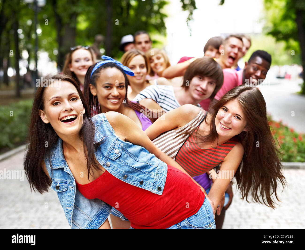 Multi-ethnic group of people outdoors Stock Photo - Alamy