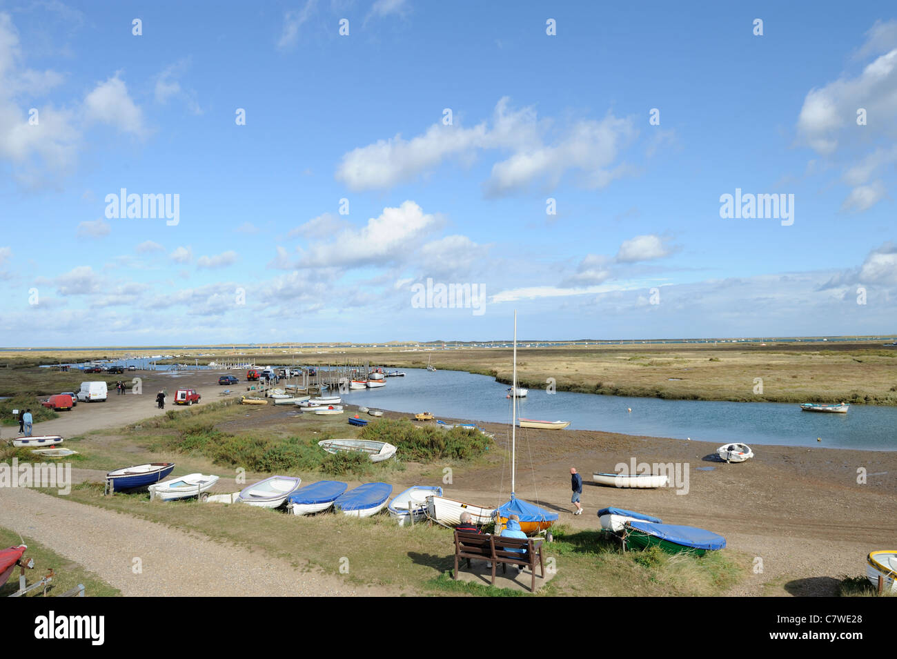 Morston Quay, showing tidal creek, North Norfolk, September Stock Photo ...