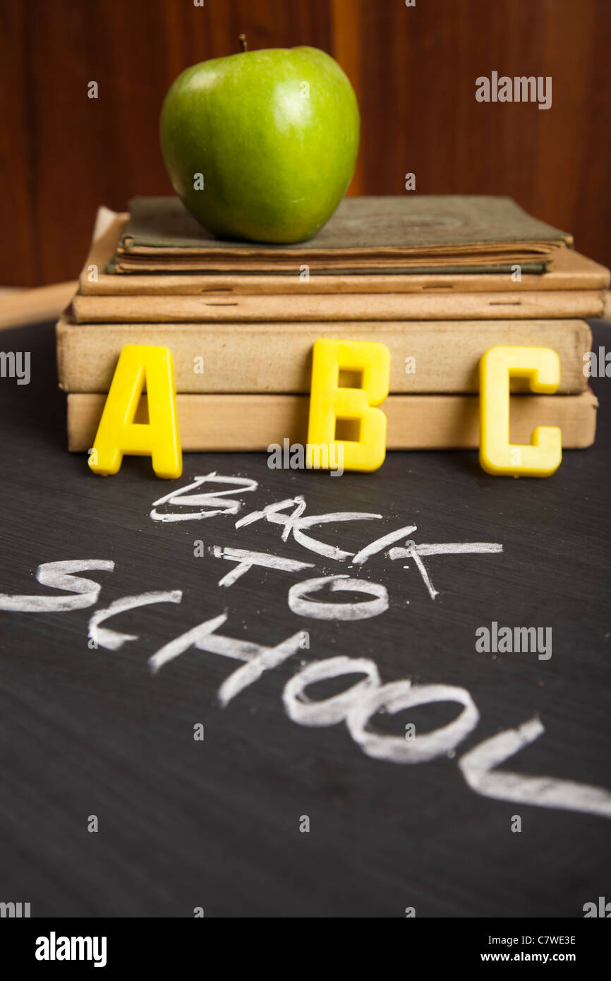 Back to school - inscription on blackboard Stock Photo - Alamy