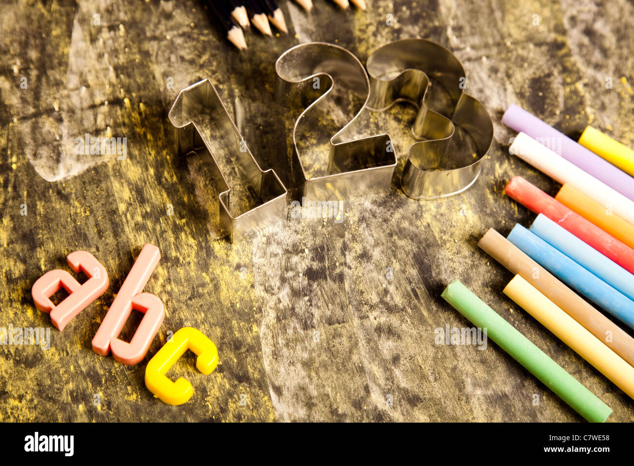 School background - letters and chalkboard Stock Photo - Alamy