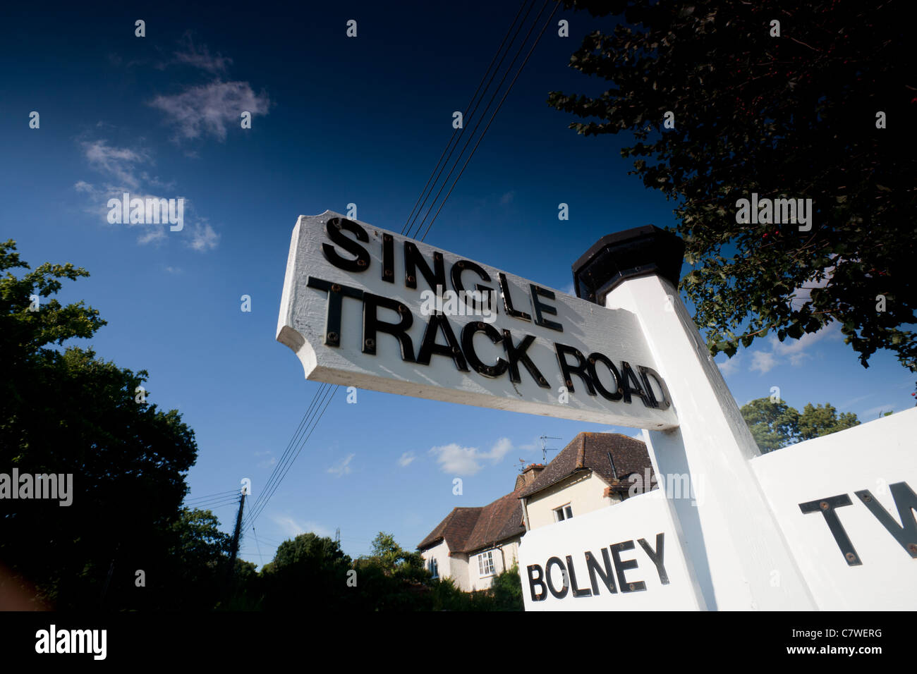 Single track road sign Stock Photo - Alamy