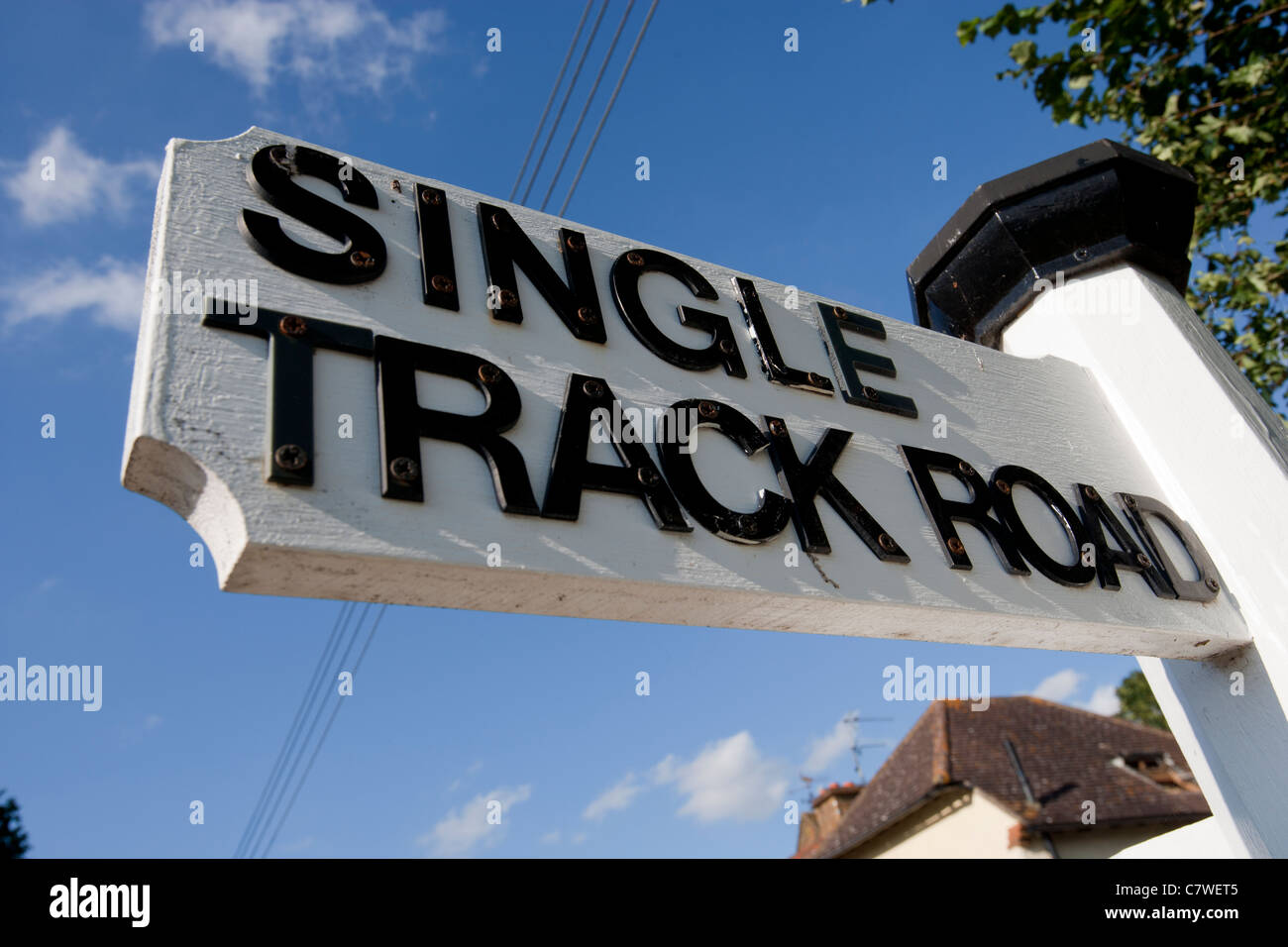 Single track road sign Stock Photo - Alamy