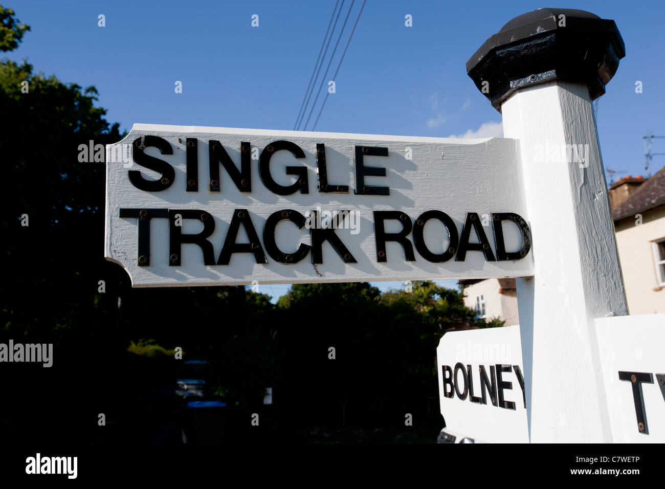 Single track road sign Stock Photo - Alamy