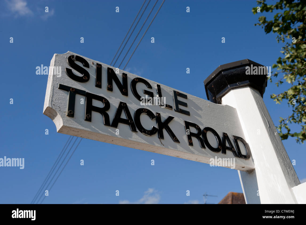 Single track road sign Stock Photo - Alamy