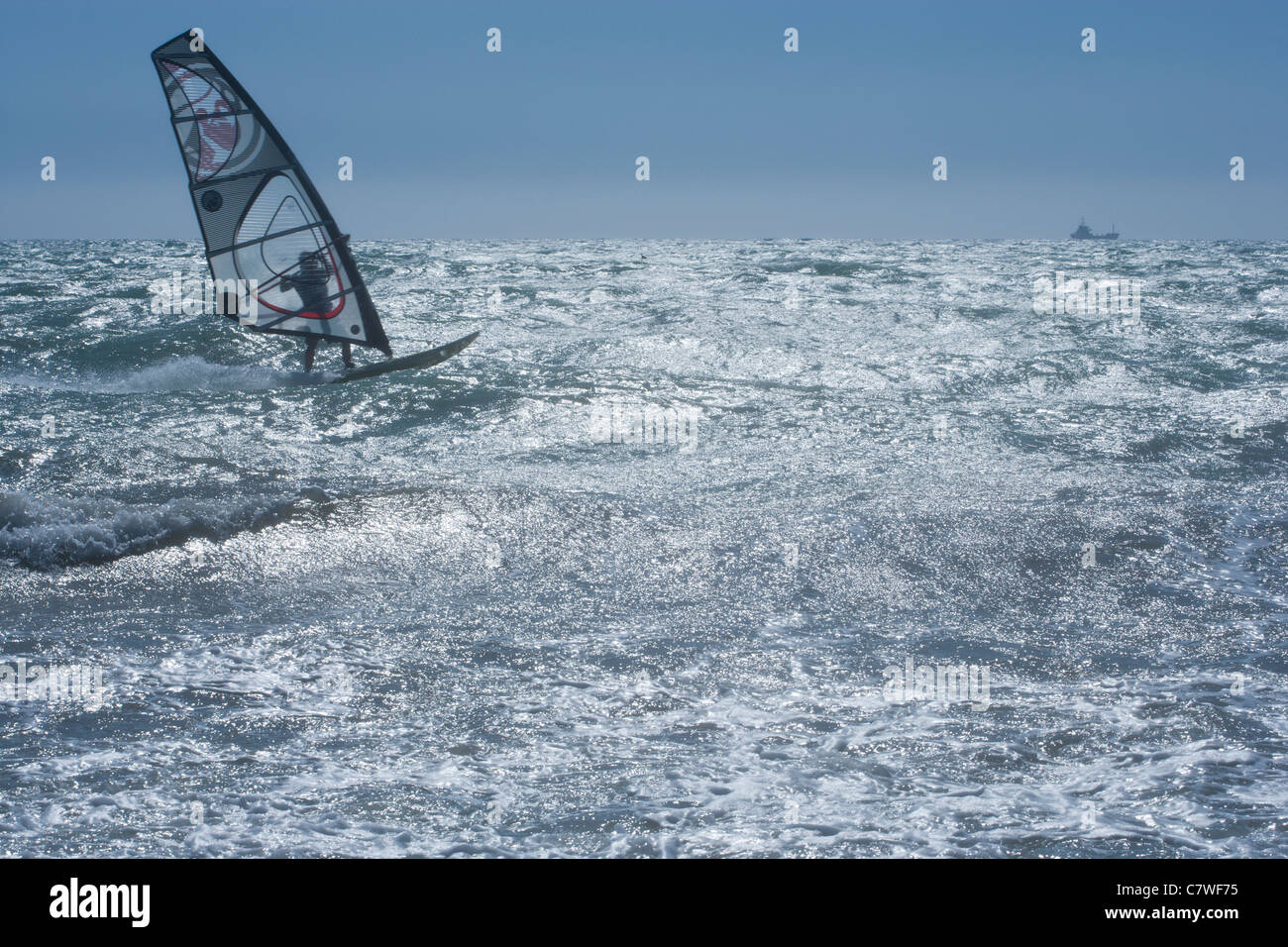 Windsurfer on a windy day on the sea Stock Photo - Alamy