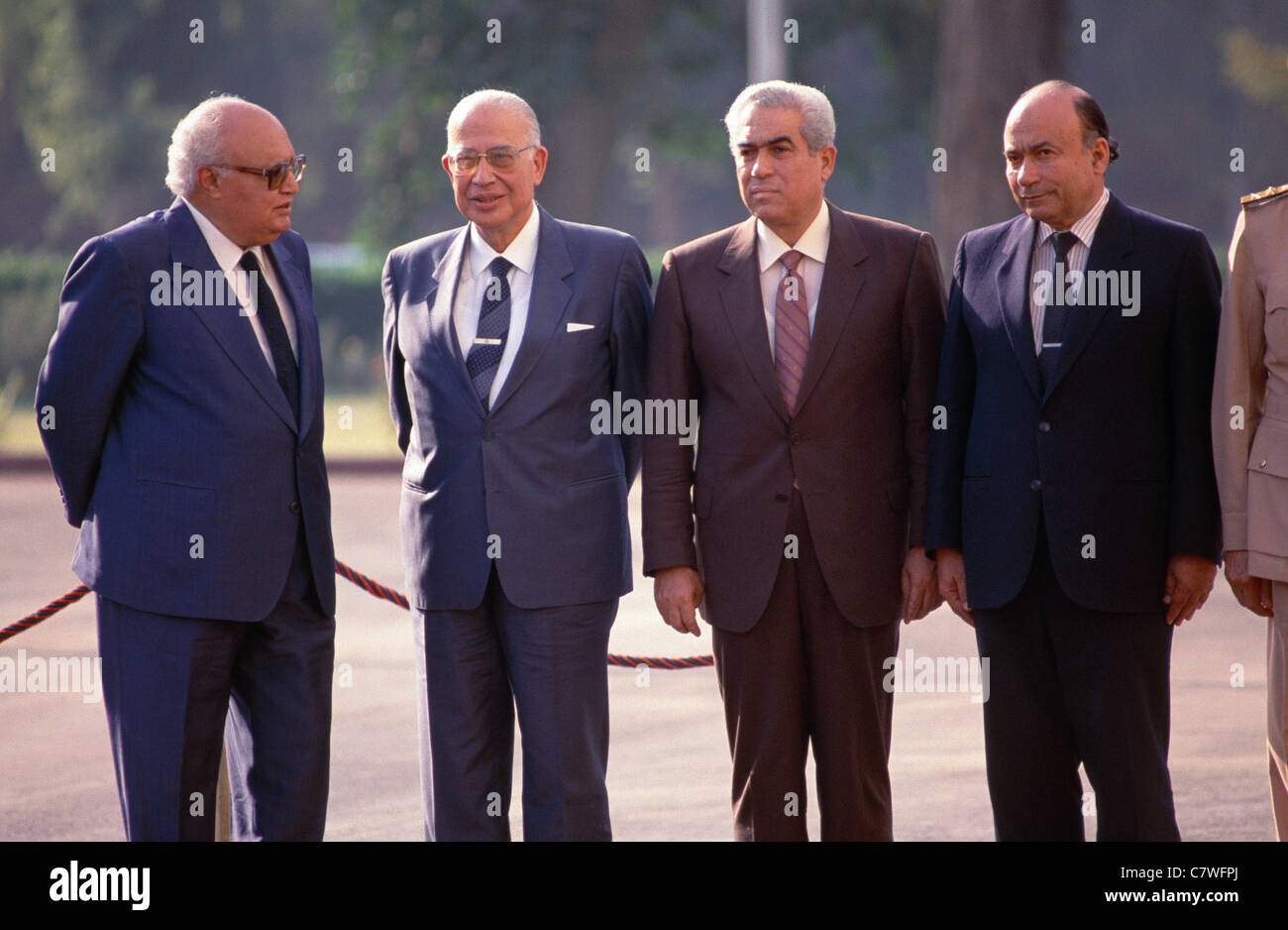Egyptian cabinet members during the presidency of Hosni Mubarak, at an ...