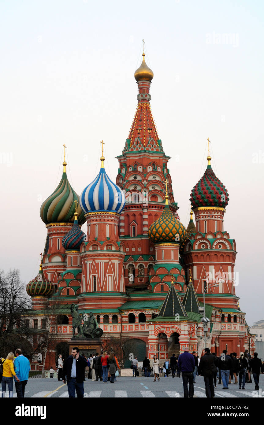 colourful colorful domes of Saint Basils Cathedral in Red Square Moscow ...