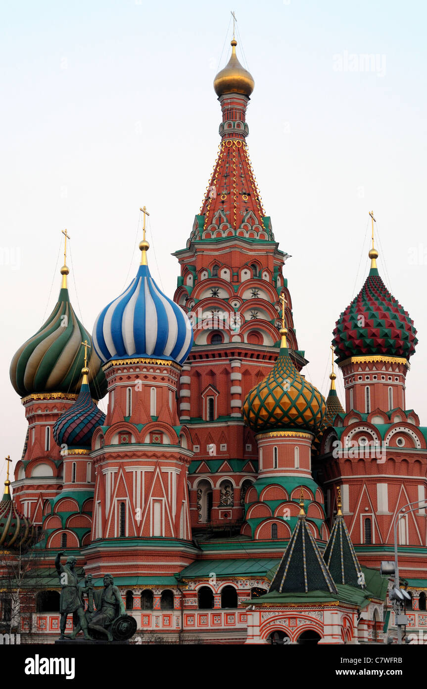 colourful colorful domes of Saint Basils Cathedral in Red Square Moscow ...