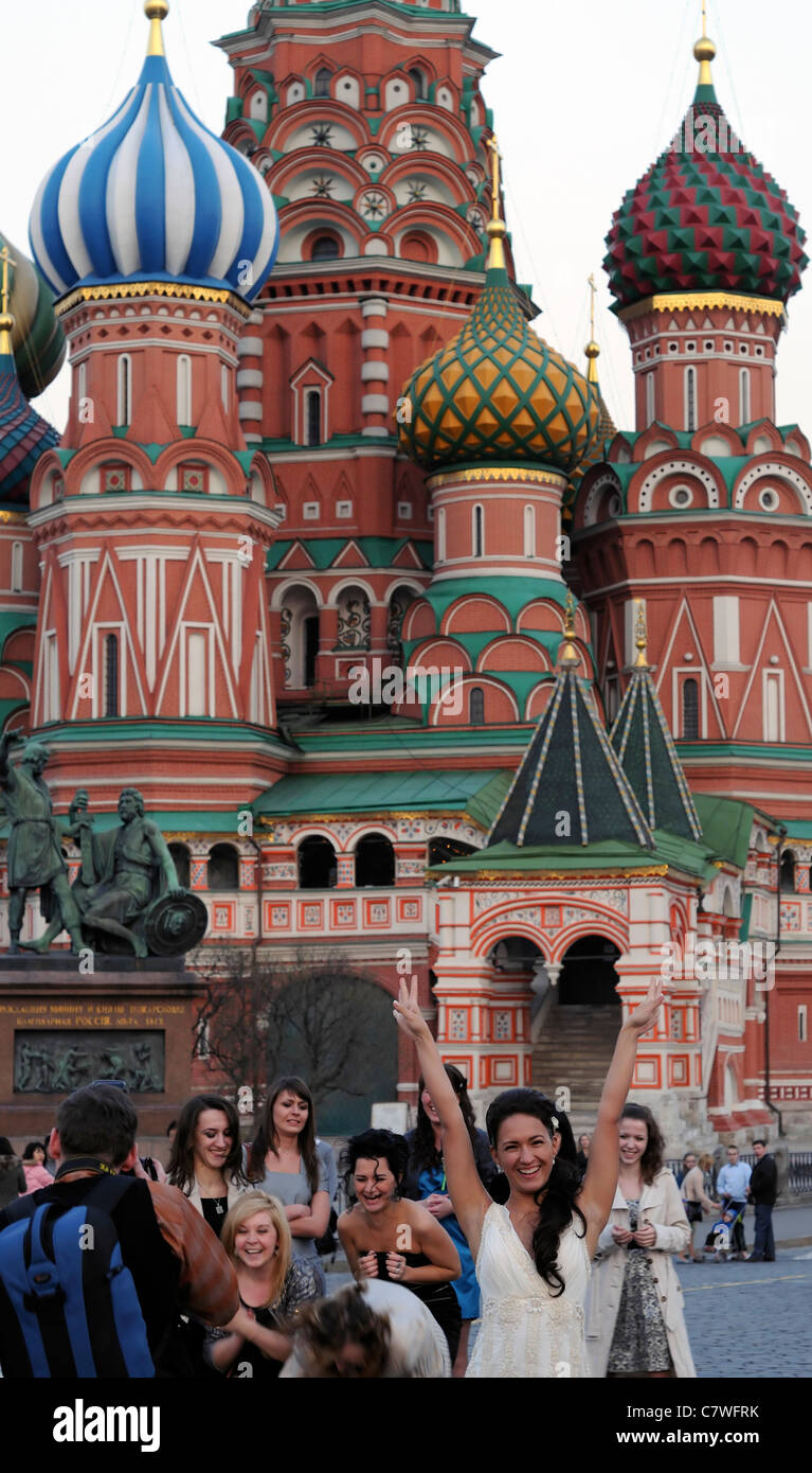colourful colorful domes of Saint Basils Cathedral in Red Square Moscow ...