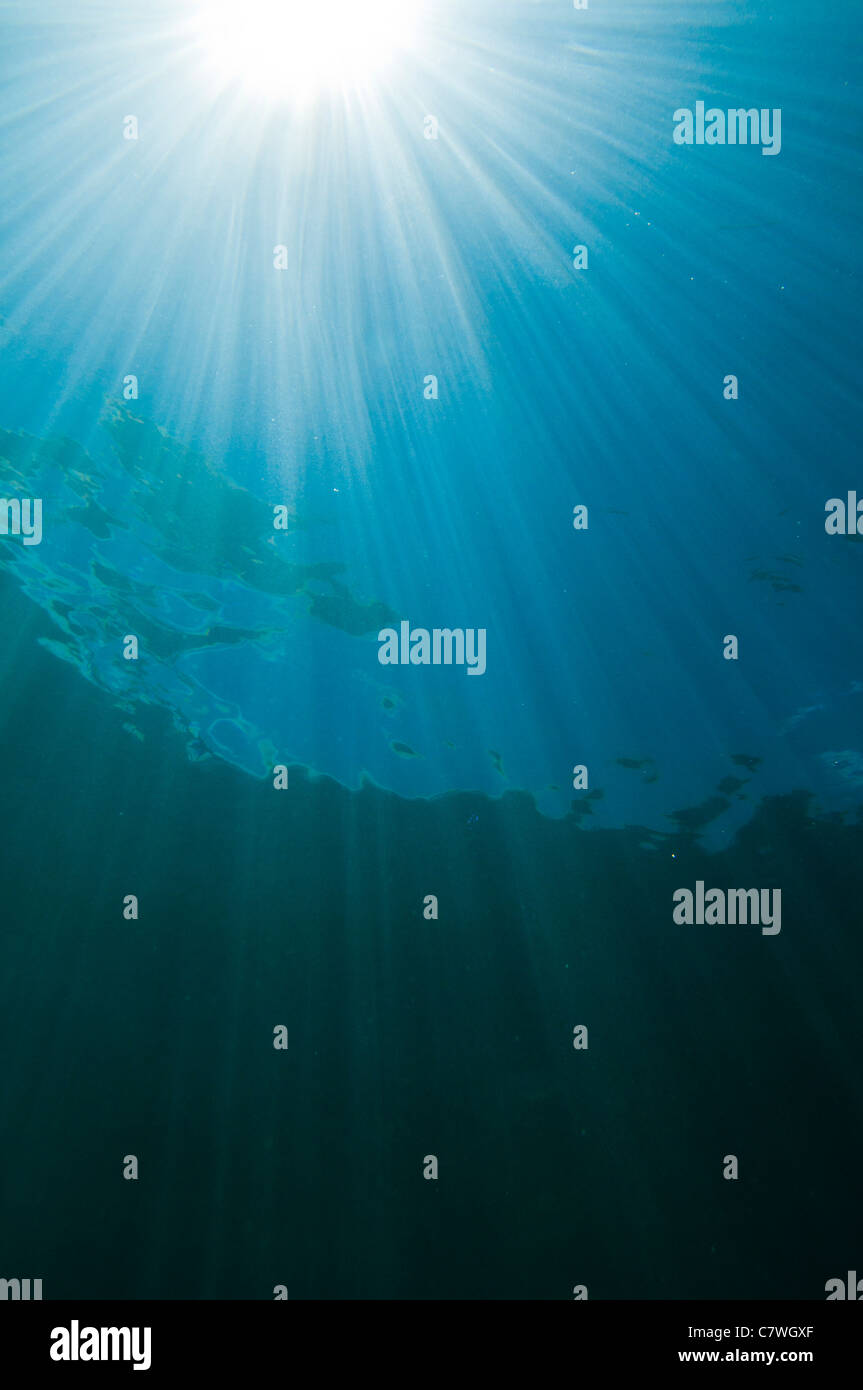 Sunbeams through water, Kailua Bay, Kailua, Oahu, Hawaii Stock Photo ...