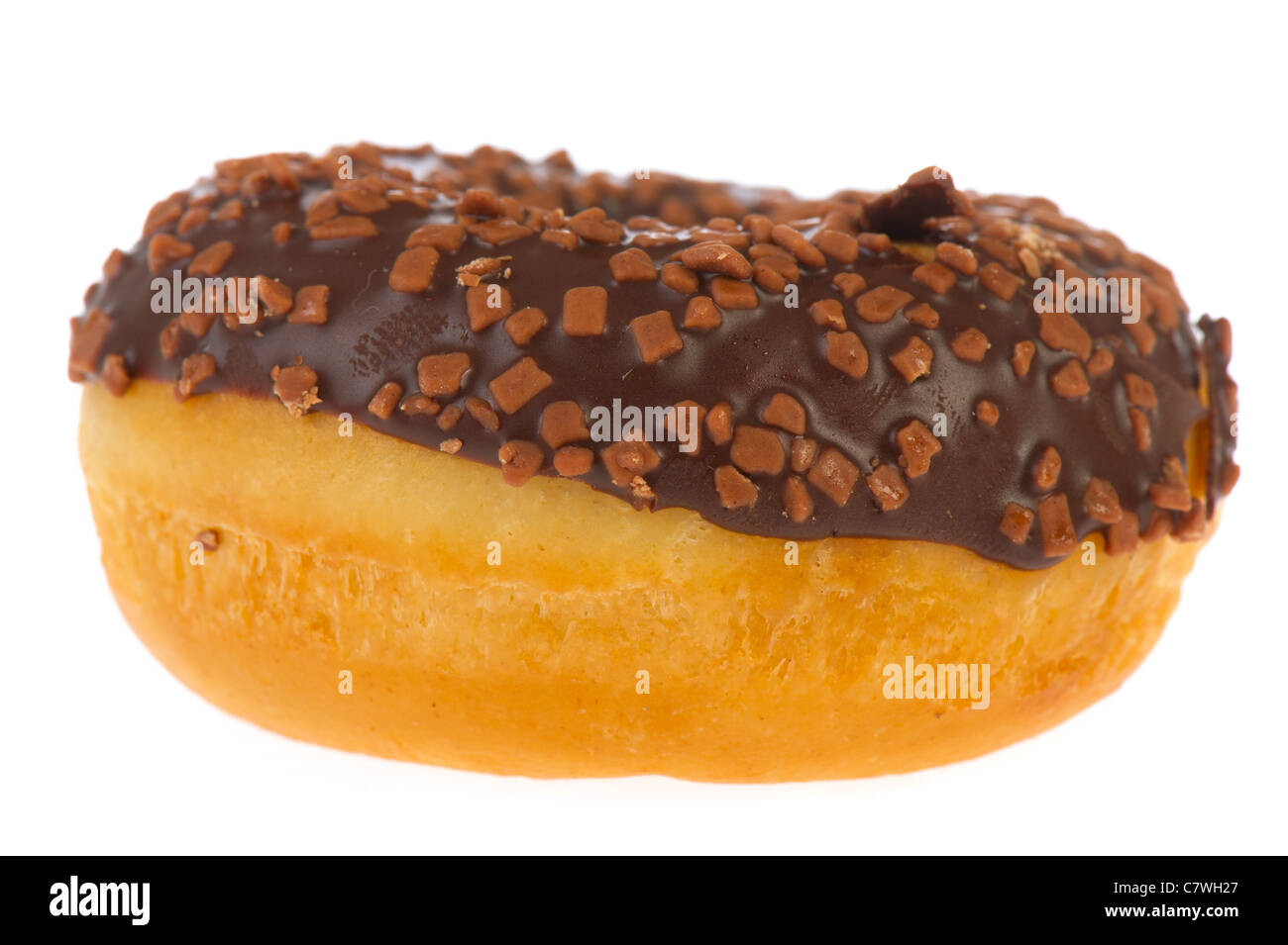Single chocolate donut isolated over white background Stock Photo - Alamy
