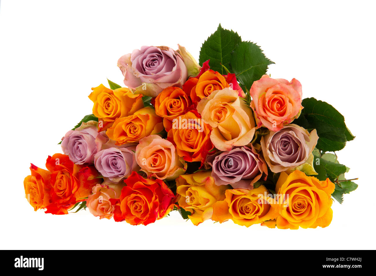 Colorful bouquet roses isolated over white background Stock Photo - Alamy