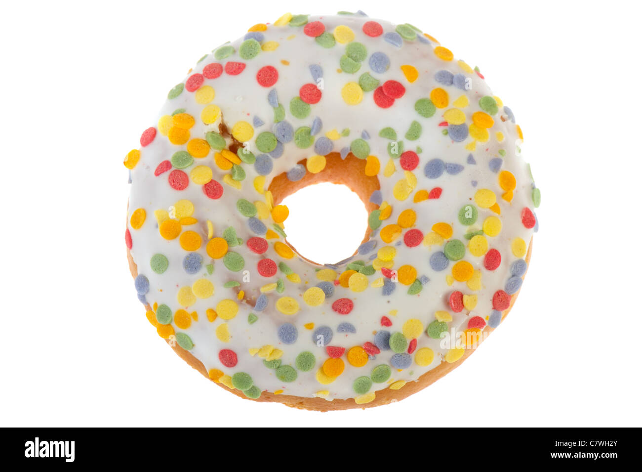 White glaze confetti donuts isolated ovr white background Stock Photo ...