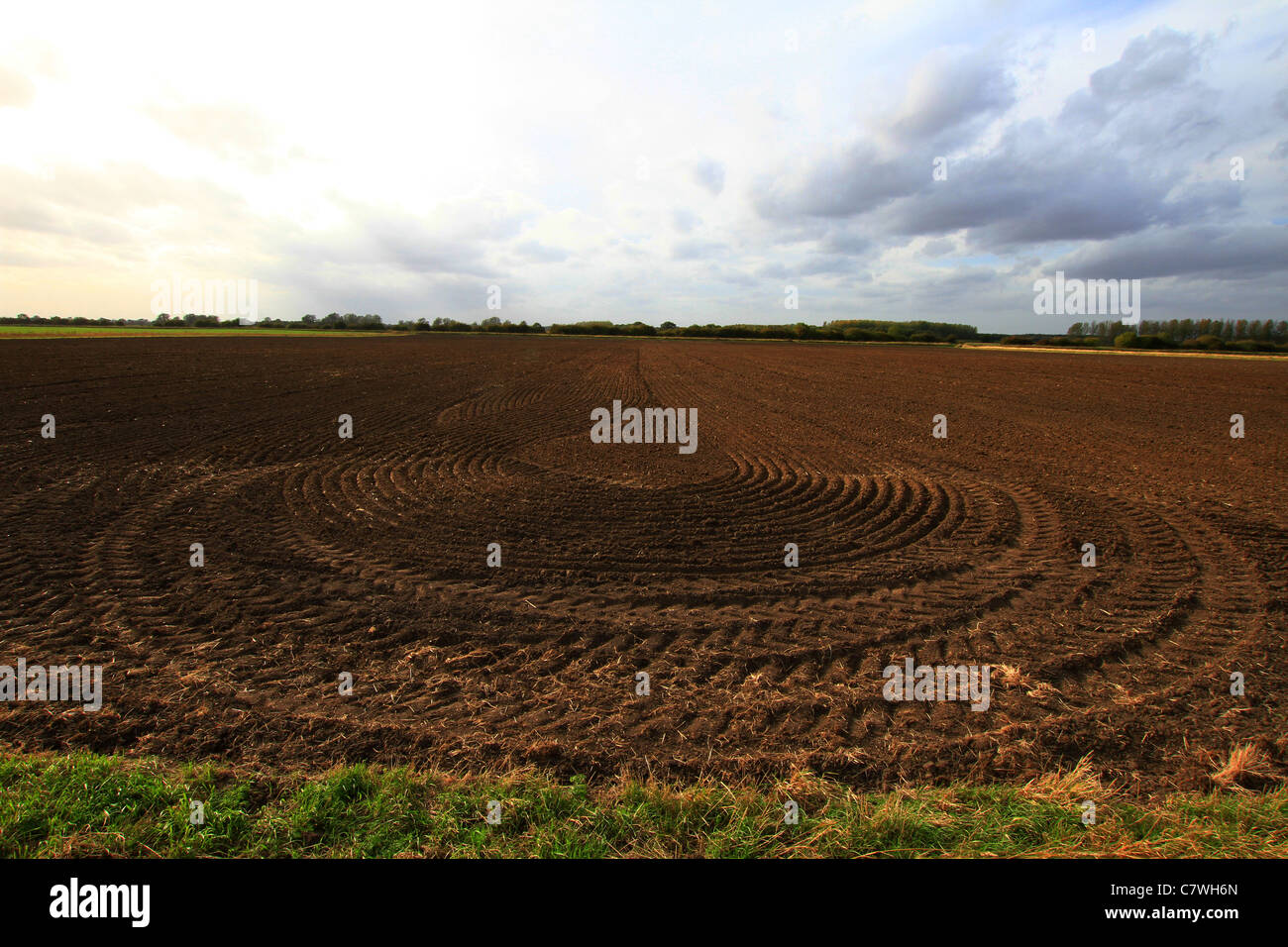 Ploughed field, patterns, straight furrows, ground, seedbed, Autumn ...