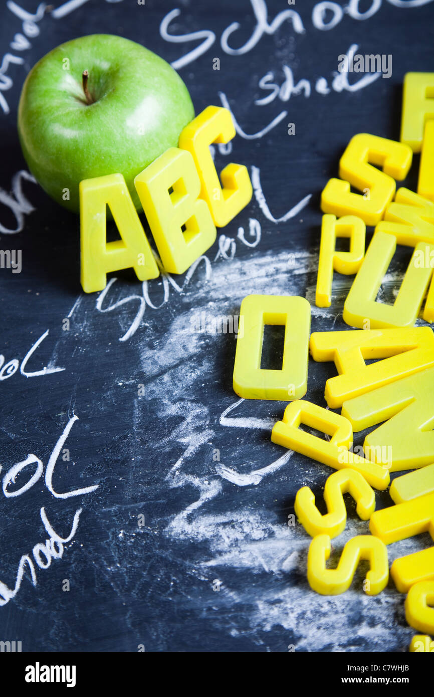 Letters from alphabet & Chalkboard Stock Photo - Alamy