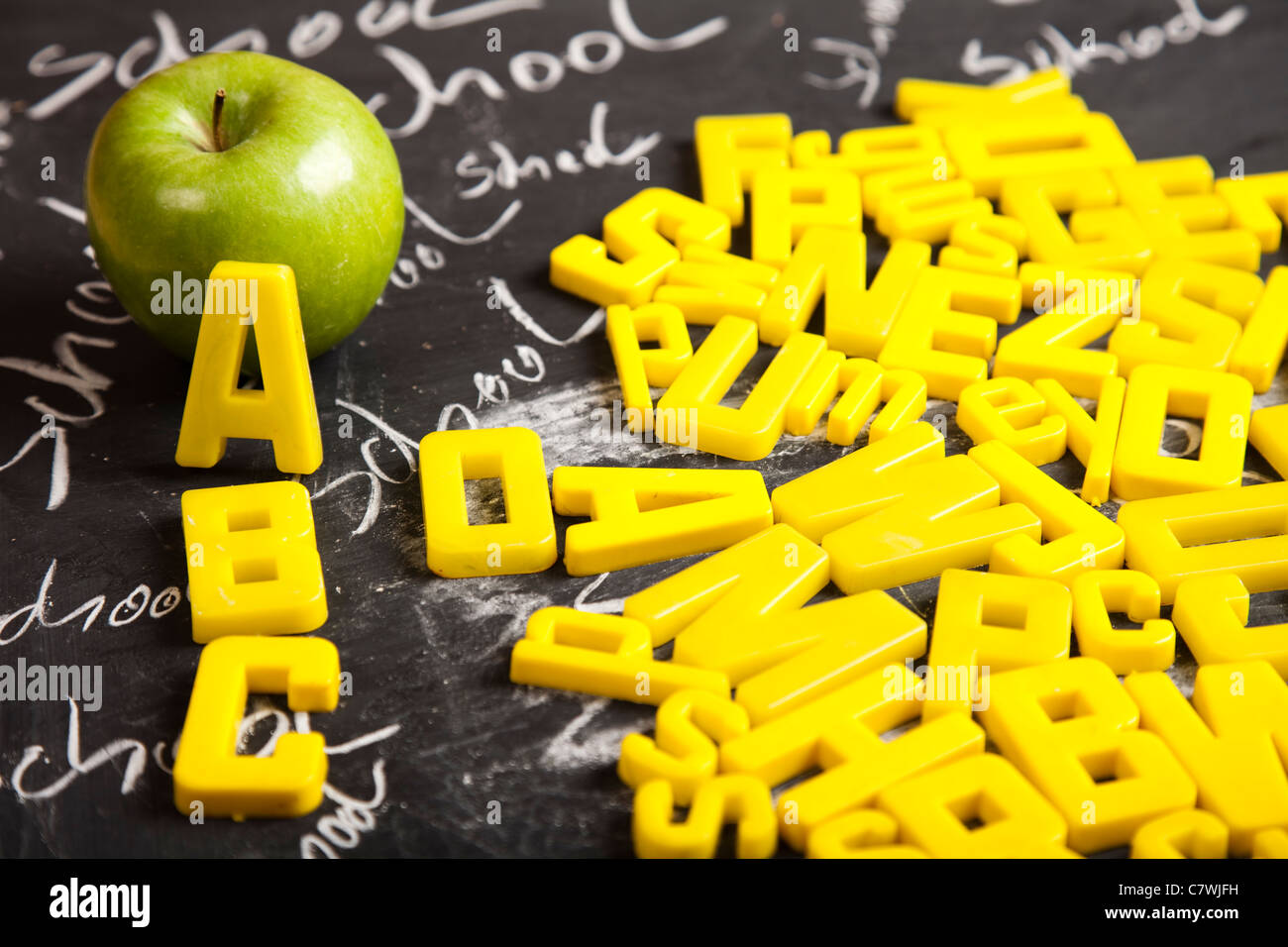 Letters from alphabet & Chalkboard Stock Photo - Alamy