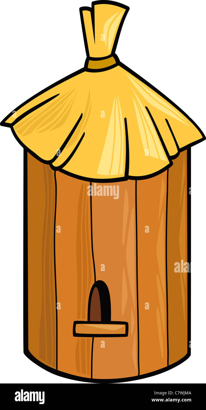 cartoon illustration of farm bee hive Stock Photo - Alamy