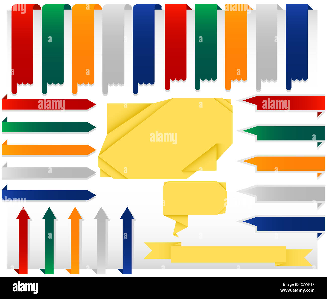 Set of Hanging Origami Web Banners Stock Photo - Alamy