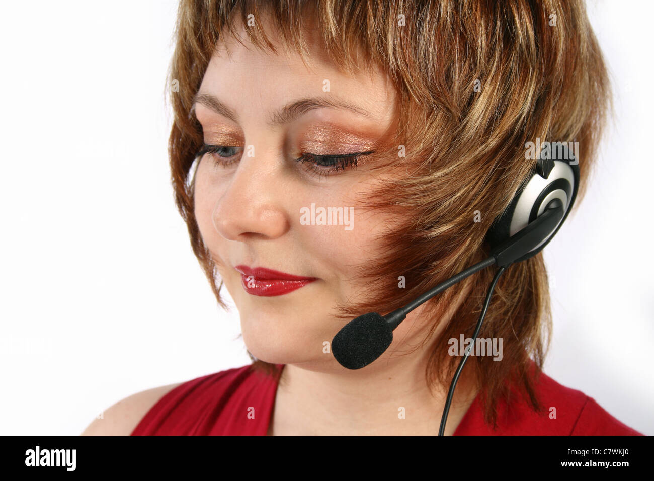 Switchboard Operator - customer support. White background Stock Photo ...