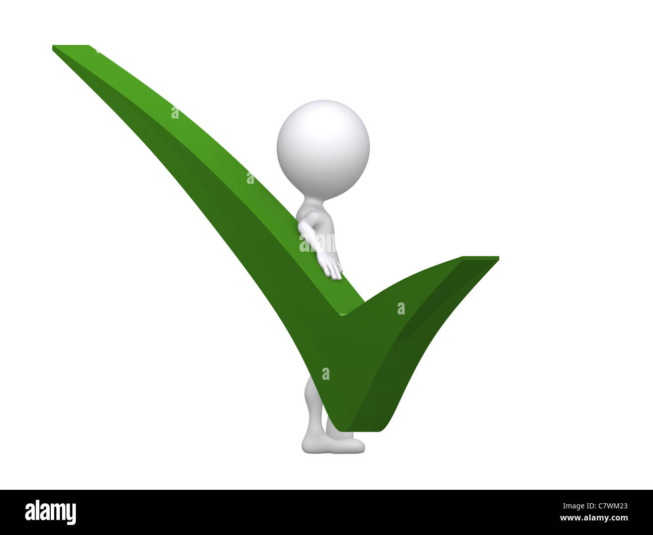 green check mark with 3d man Stock Photo - Alamy
