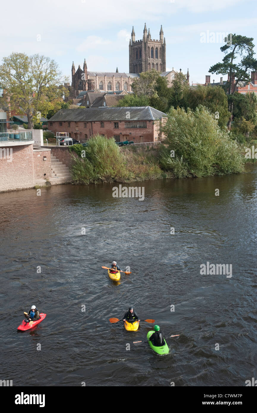 Kayaking on the River Wye at Hereford Stock Photo - Alamy