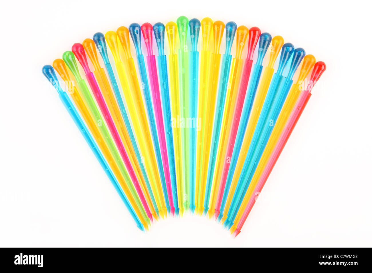 Set of multi-colored sticks for a canape on a white background Stock ...