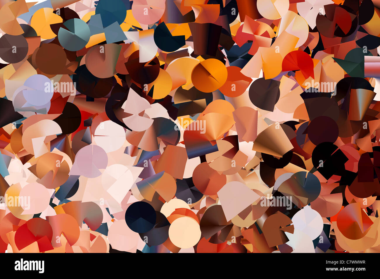 Abstract design of circular bits of paper jumbled together Stock Photo ...