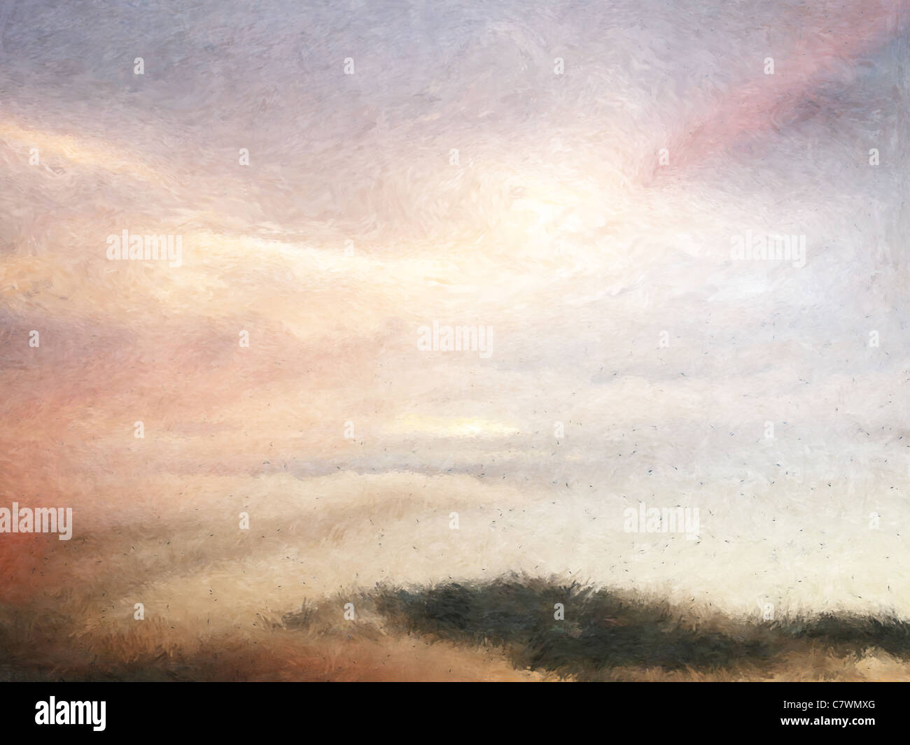 Impressionist painting of a coastal dune landscape and sky Stock Photo ...
