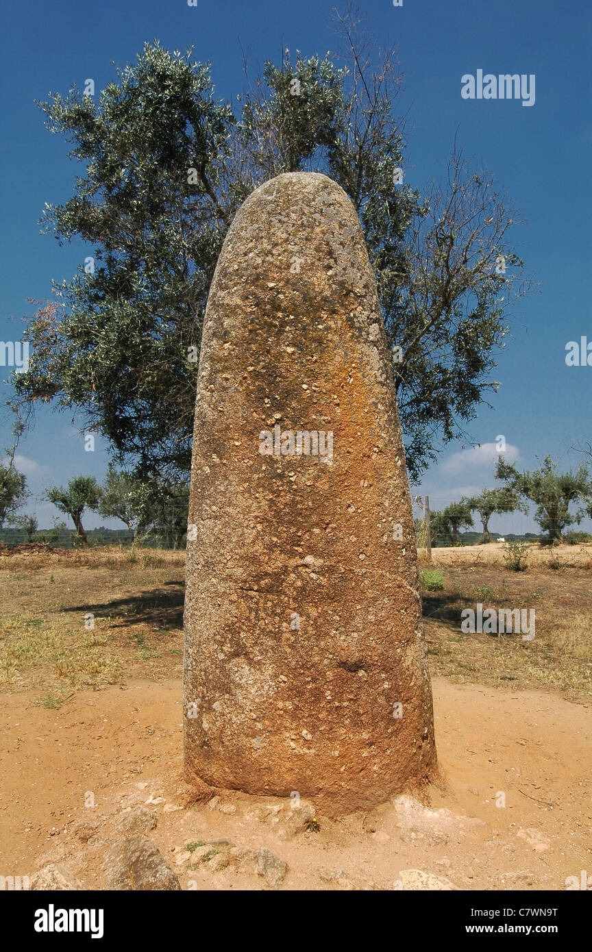 Ancient megalithic menhir standing stone of the Cromlech of the ...