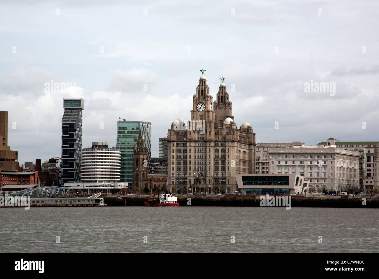 The Liver Building Princes Dock seen from the Mersey Ferry Liverpool ...