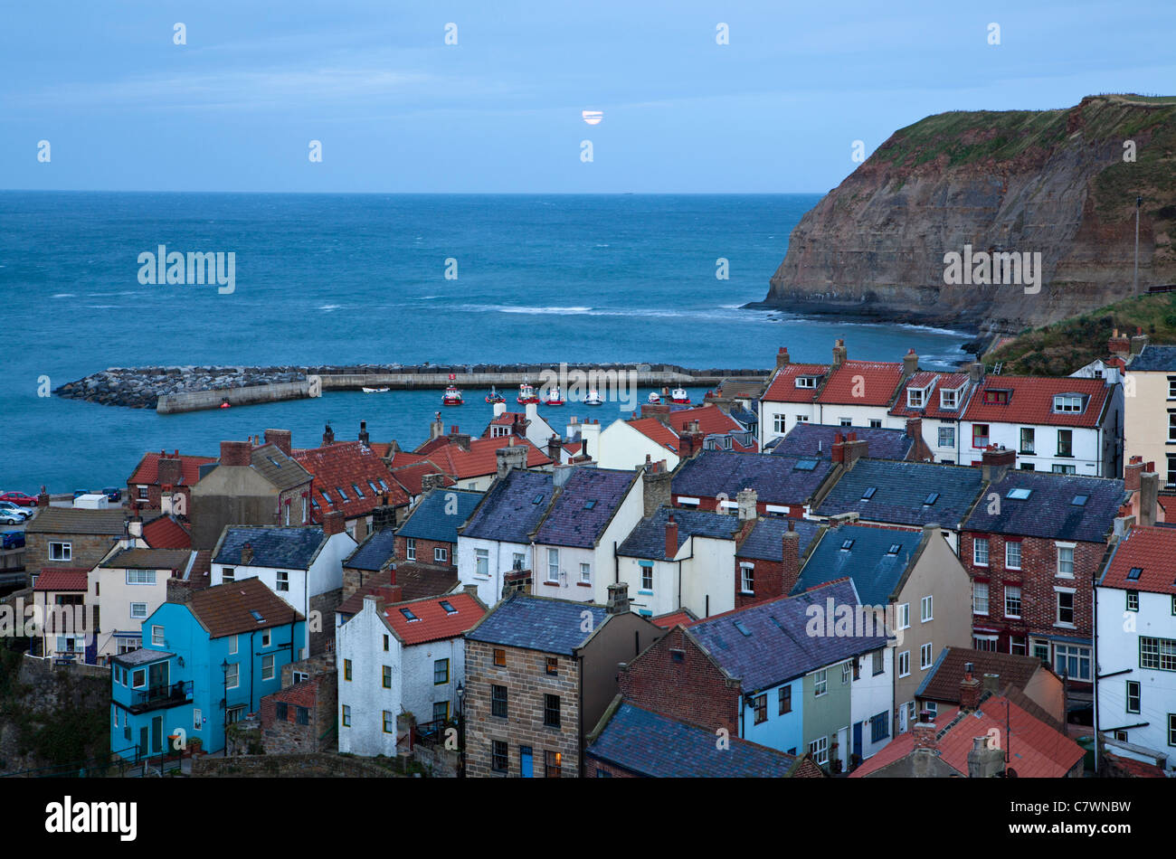 Moon over village hi-res stock photography and images - Alamy