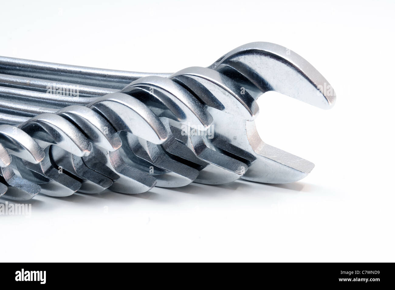 Group of industrial spanners over white background Stock Photo - Alamy