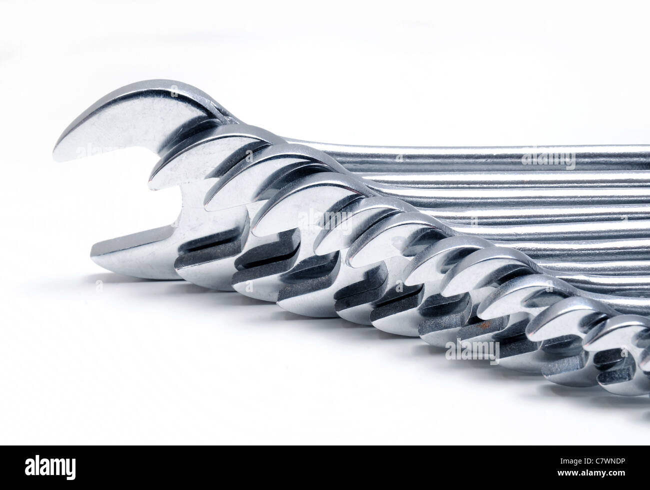 Group of industrial spanners over white background Stock Photo - Alamy