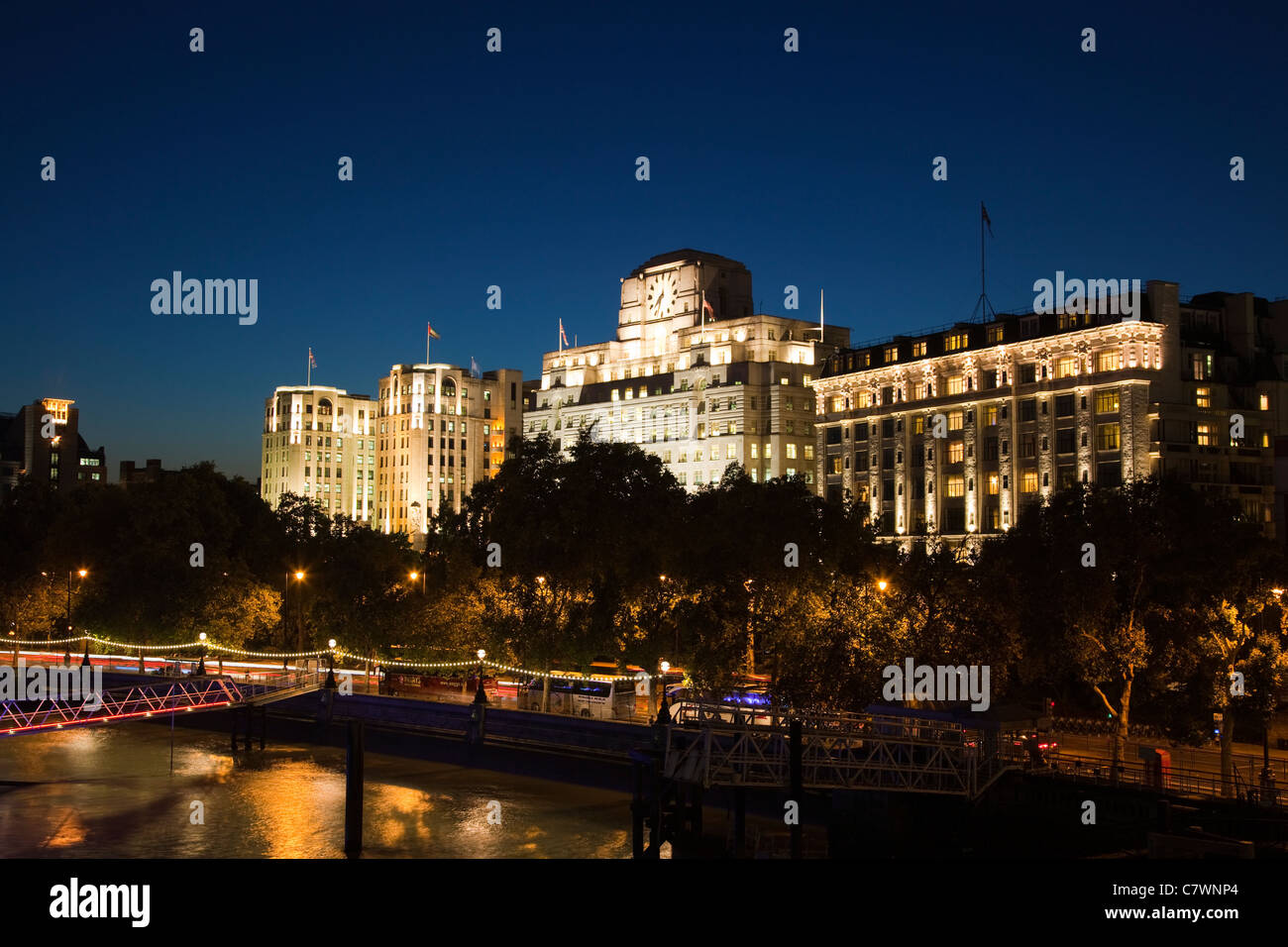 Adelphi Building, Shell Mex House and the Savoy Hotel with the River ...