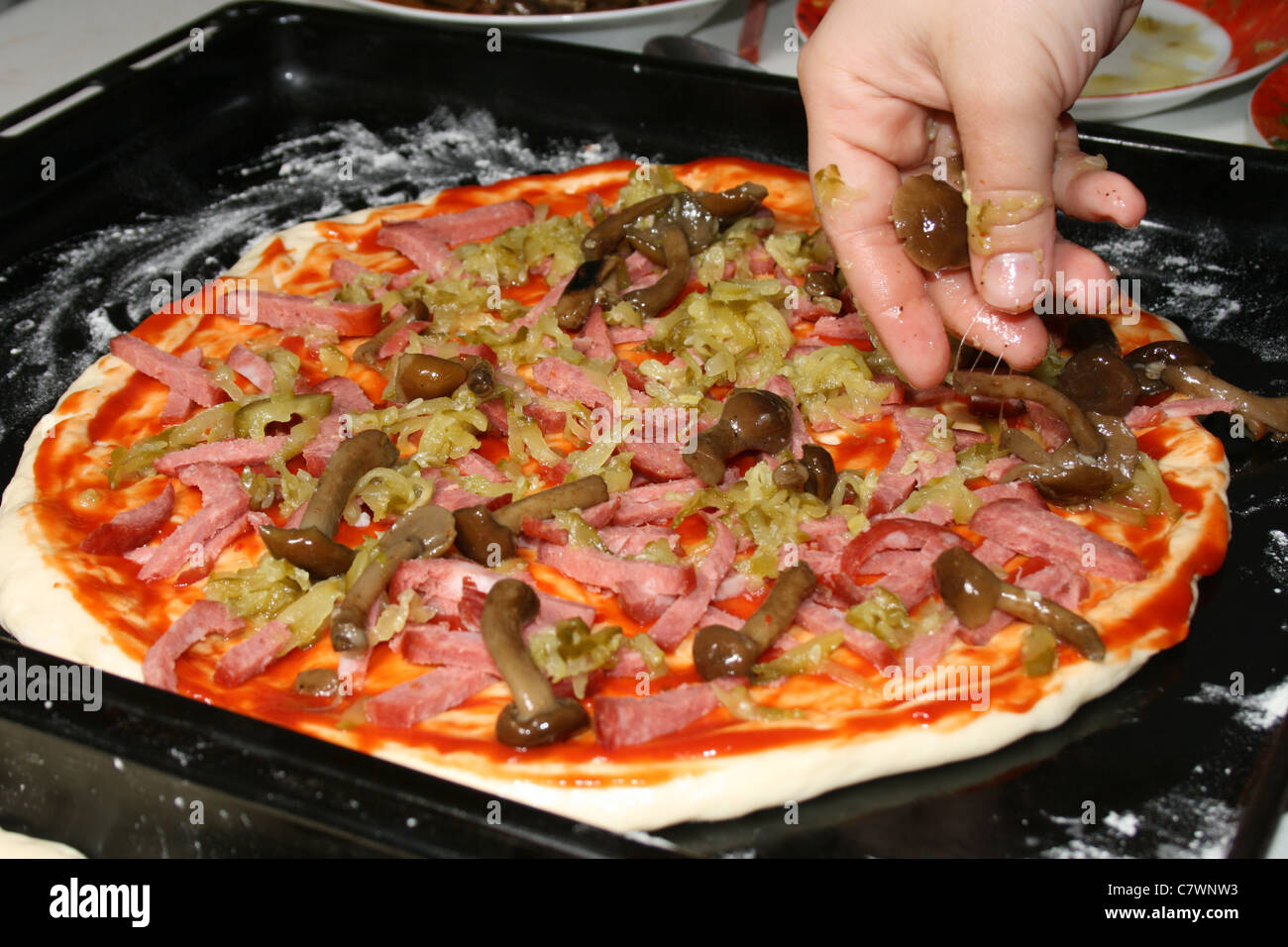 Handmade fresh fire baked pizza Stock Photo - Alamy